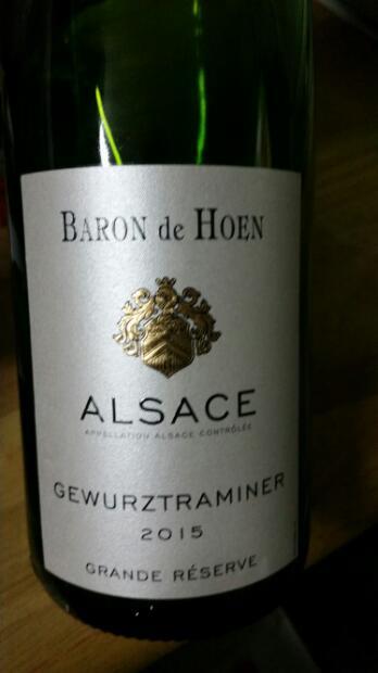 2015 Baron de Hoen Gewurztraminer, France, Alsace - CellarTracker