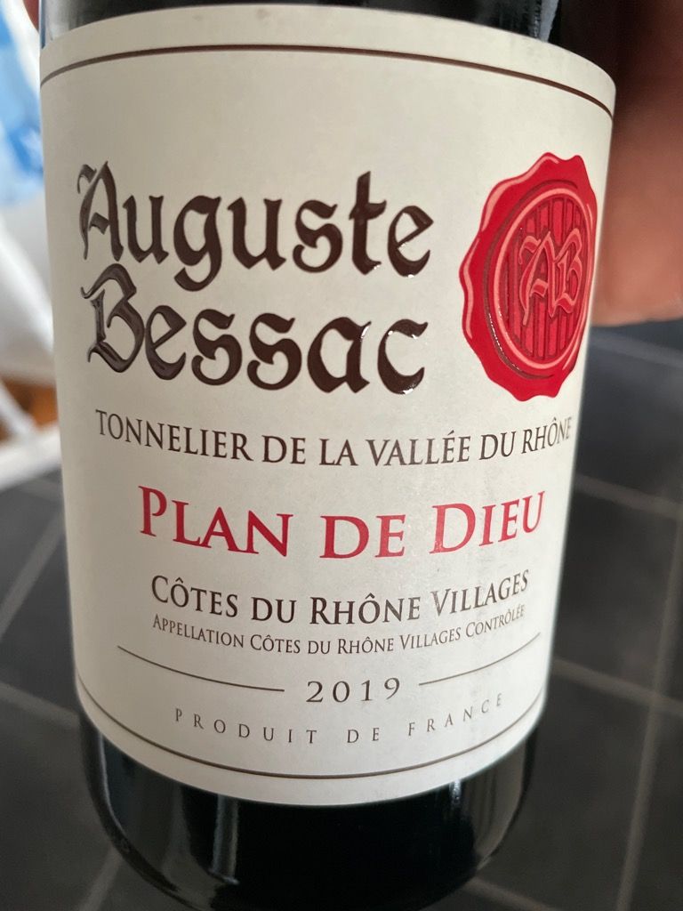 2019 Auguste Bessac Côtes du Rhône Villages Plan de Dieu, France, Rhône ...