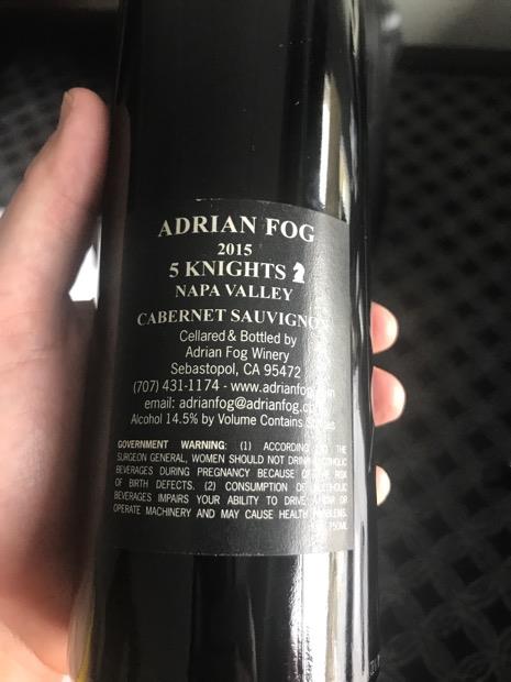 2019 Adrian Fog Cabernet Sauvignon 5 Knights, USA, California, Napa ...