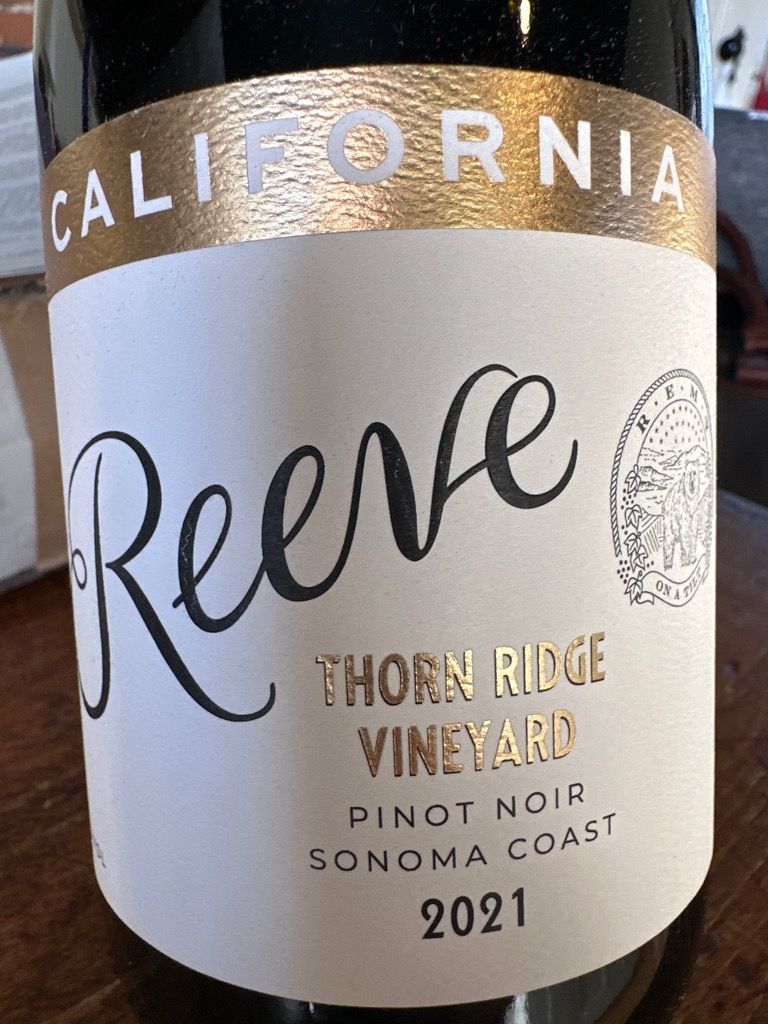 2022 Reeve Wines Pinot Noir Thorn Ridge Vineyard, USA, California ...