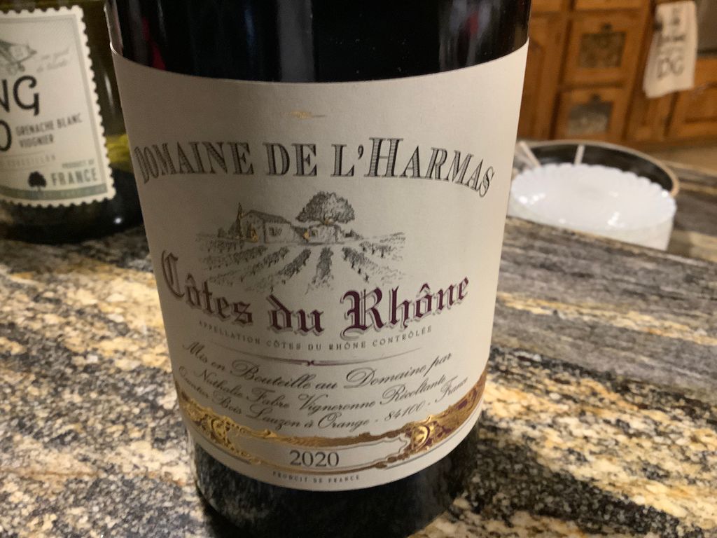 2020 Domaine De L'Harmas Côtes du Rhône, France, Rhône, Southern Rhône ...