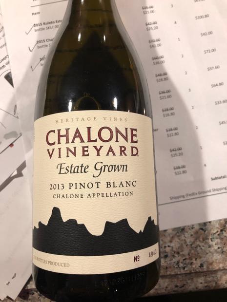 2013 Chalone Vineyard Pinot Blanc Estate Grown Heritage Vines, USA ...