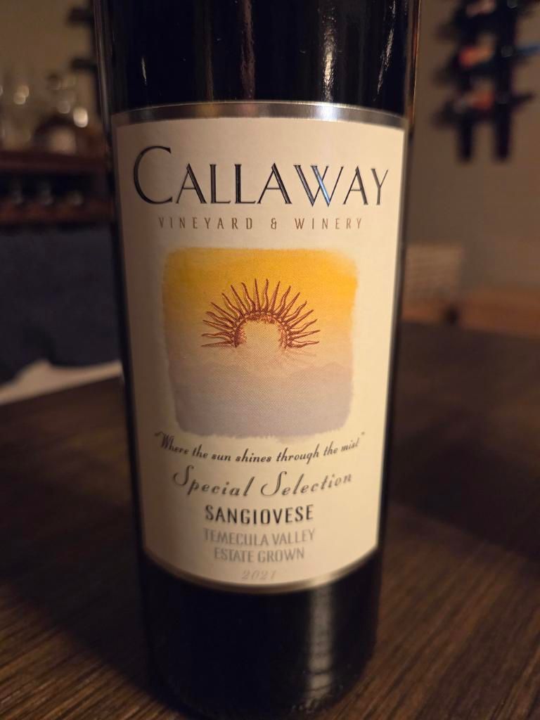 2021 Callaway Vineyard & Winery Sangiovese Special Selection, USA ...