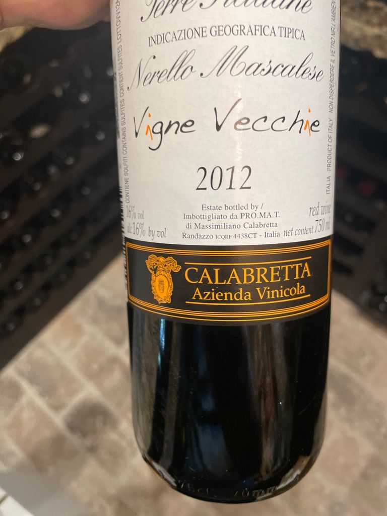 2012 Calabretta Nerello Mascalese Sicilia Vigne Vecchie, Italy, Sicily ...