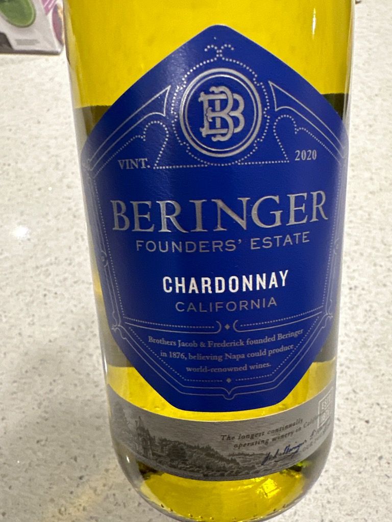 2020 Beringer Vineyards Chardonnay Founders' Estate, USA, California ...