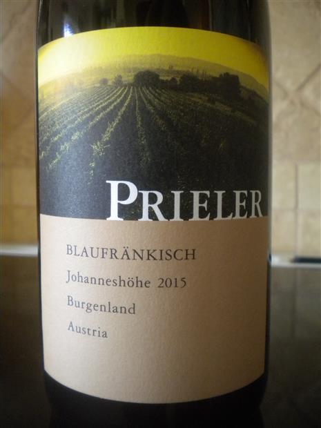 2015 Weingut Familie Prieler Blaufränkisch Johanneshöhe, Austria, Burgenland, Neusiedlersee ...