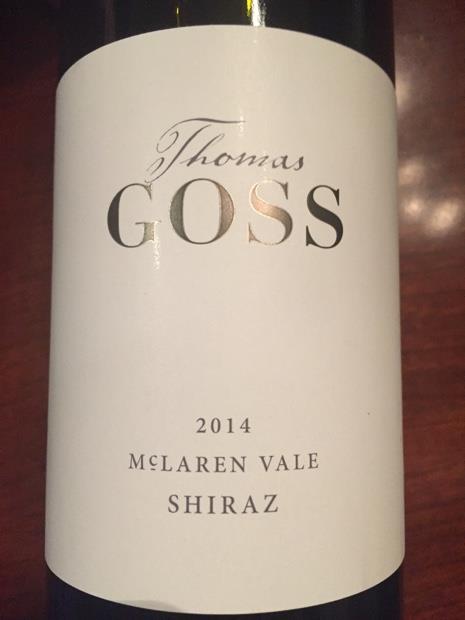 2014 Thomas Goss Shiraz, Australia, South Australia, Fleurieu, McLaren ...