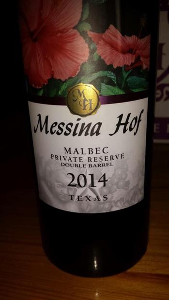2015 Messina Hof Malbec Private Reserve Double Barrel, USA, Texas ...