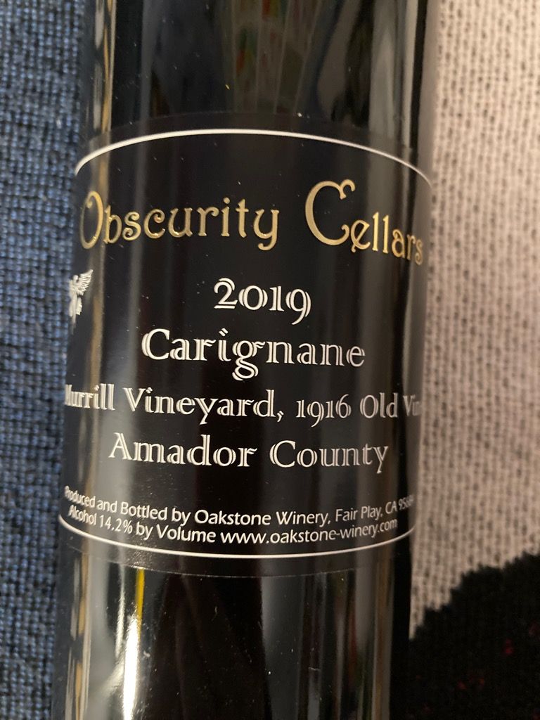 2020 Obscurity Cellars Carignane Murrill Vineyard, USA, California ...