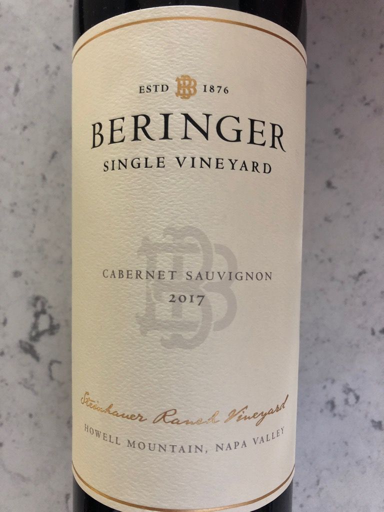2017 Beringer Vineyards Cabernet Sauvignon Single Vineyard Steinhauer ...