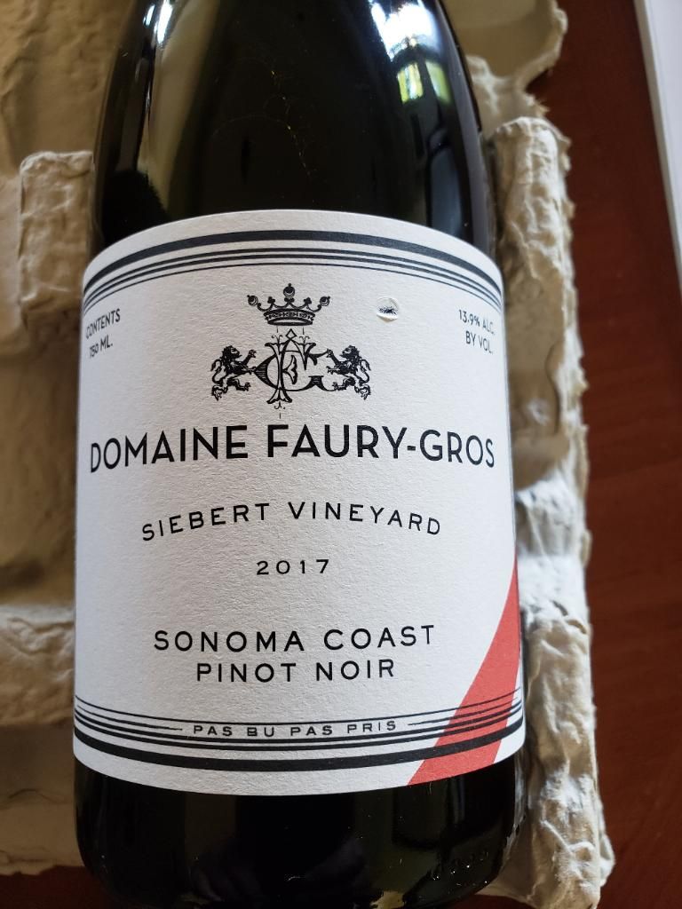 2017 Domaine Faury Gros Pinot Noir Siebert Ranch, USA, California ...