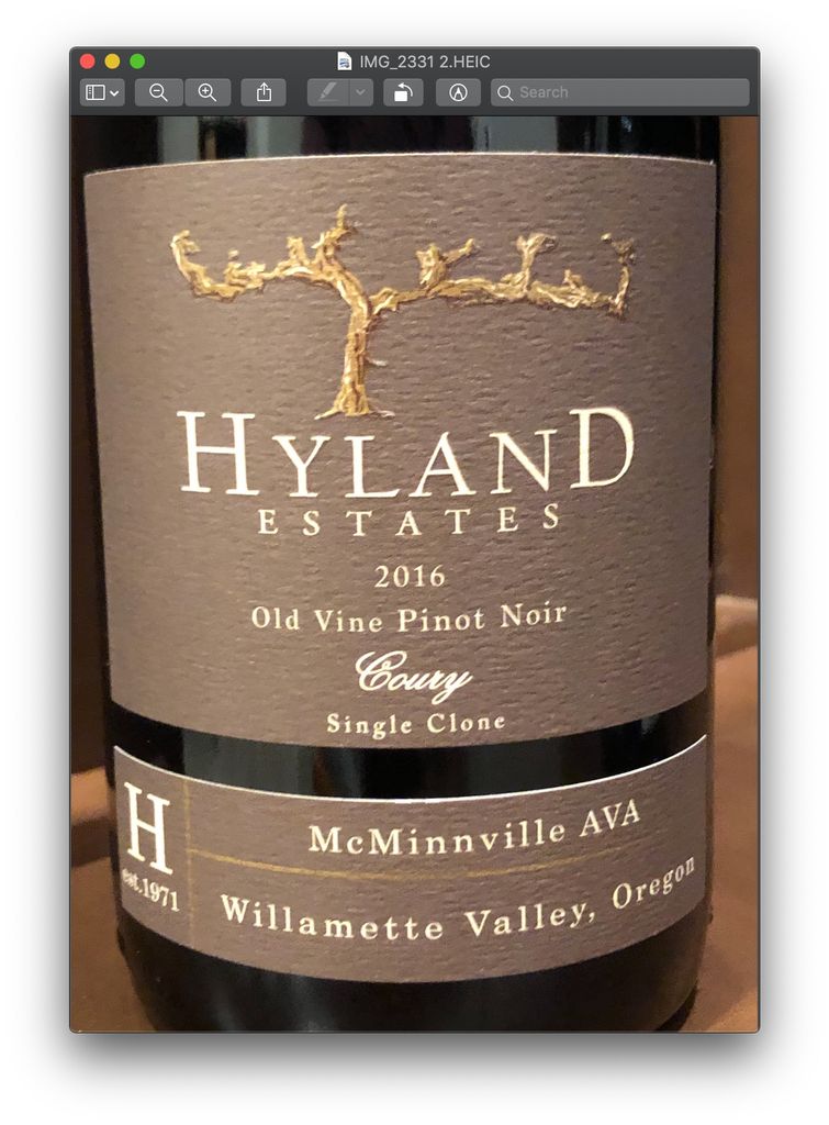 2016 Hyland Estates Pinot Noir Old Vine Coury Clone, USA, Oregon ...