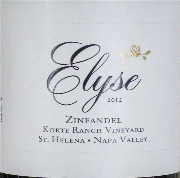 2012 Elyse Zinfandel Korte Ranch, USA, California, Napa Valley, St ...