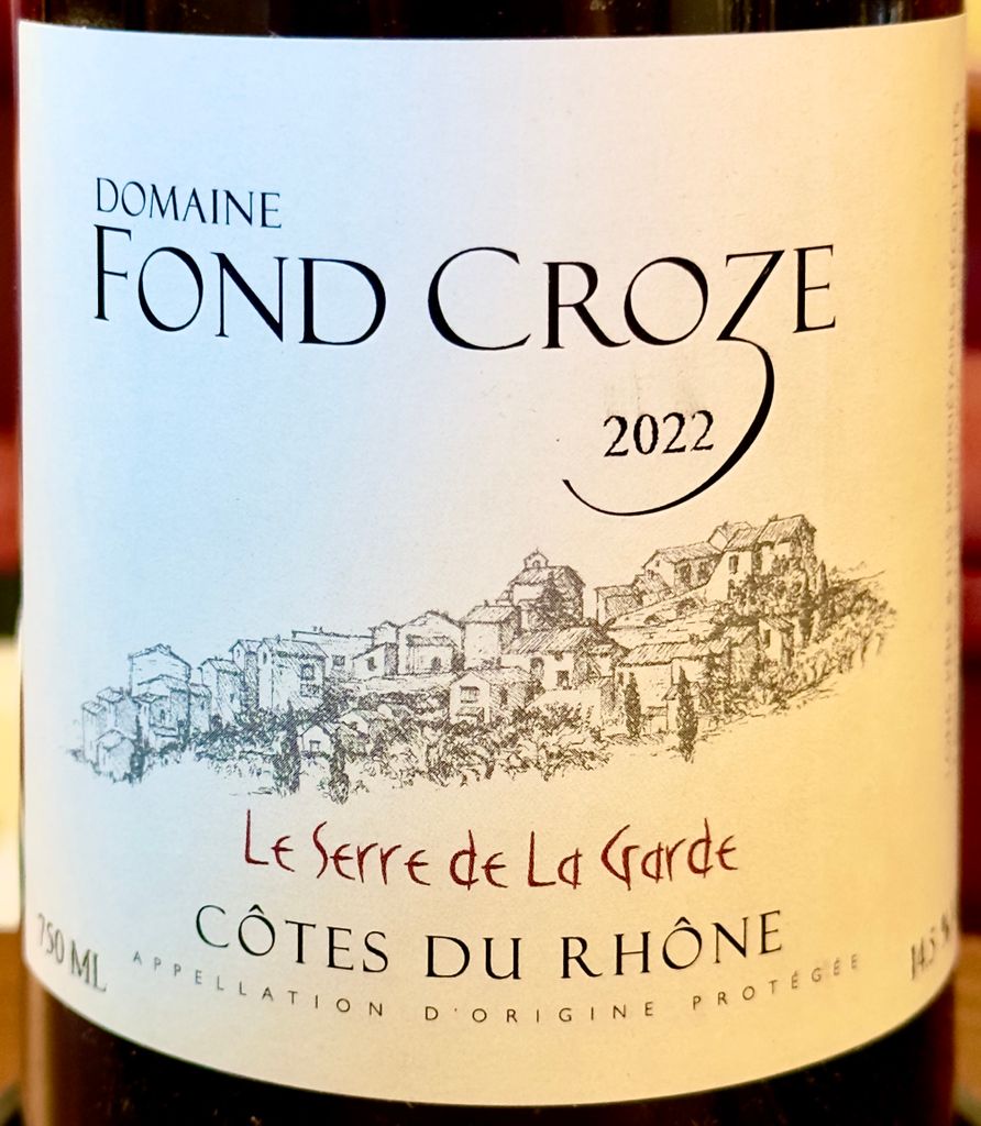 2023 Domaine Fond Croze Côtes du Rhône Serre de la Garde, France, Rhône ...