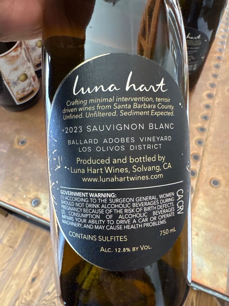 2023 Luna Hart Wines Sauvignon Blanc Skin Fermented Ballard Adobes ...