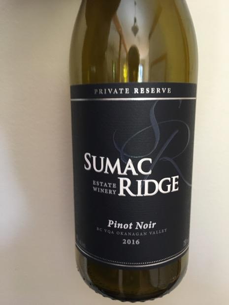 2016 Sumac Ridge Pinot Noir Private Reserve, Canada, British Columbia ...
