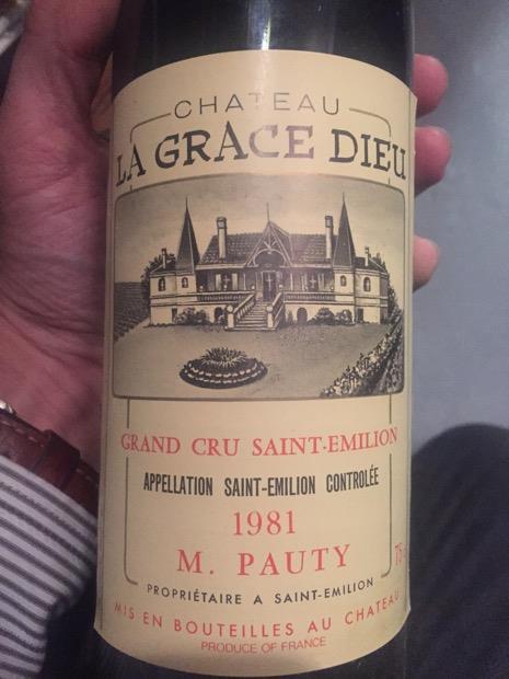 1981 Château La Grâce Dieu, France, Bordeaux, Libournais, St. Émilion Grand Cru - CellarTracker