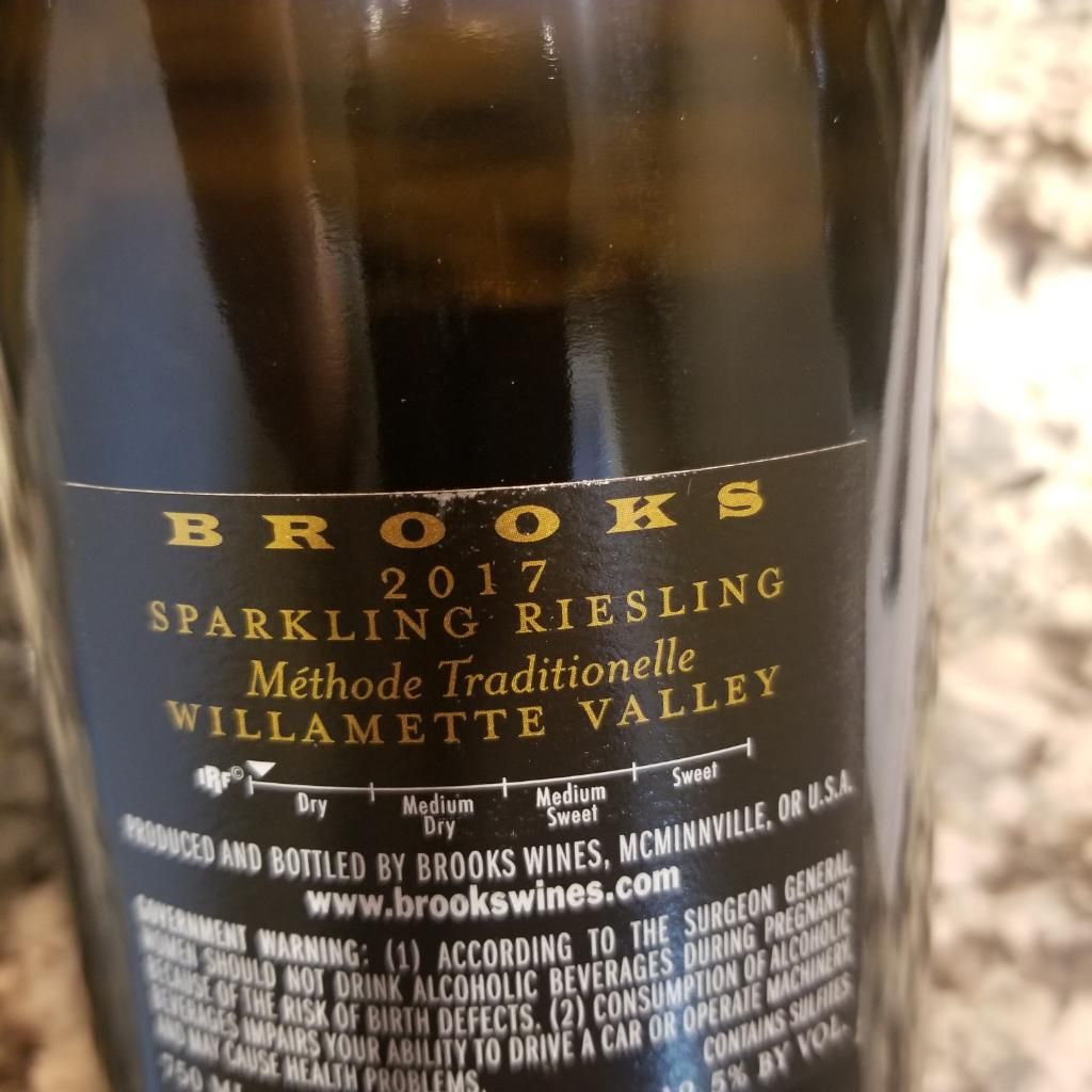 2017 Brooks Sparkling Riesling, USA, Oregon, Willamette Valley ...