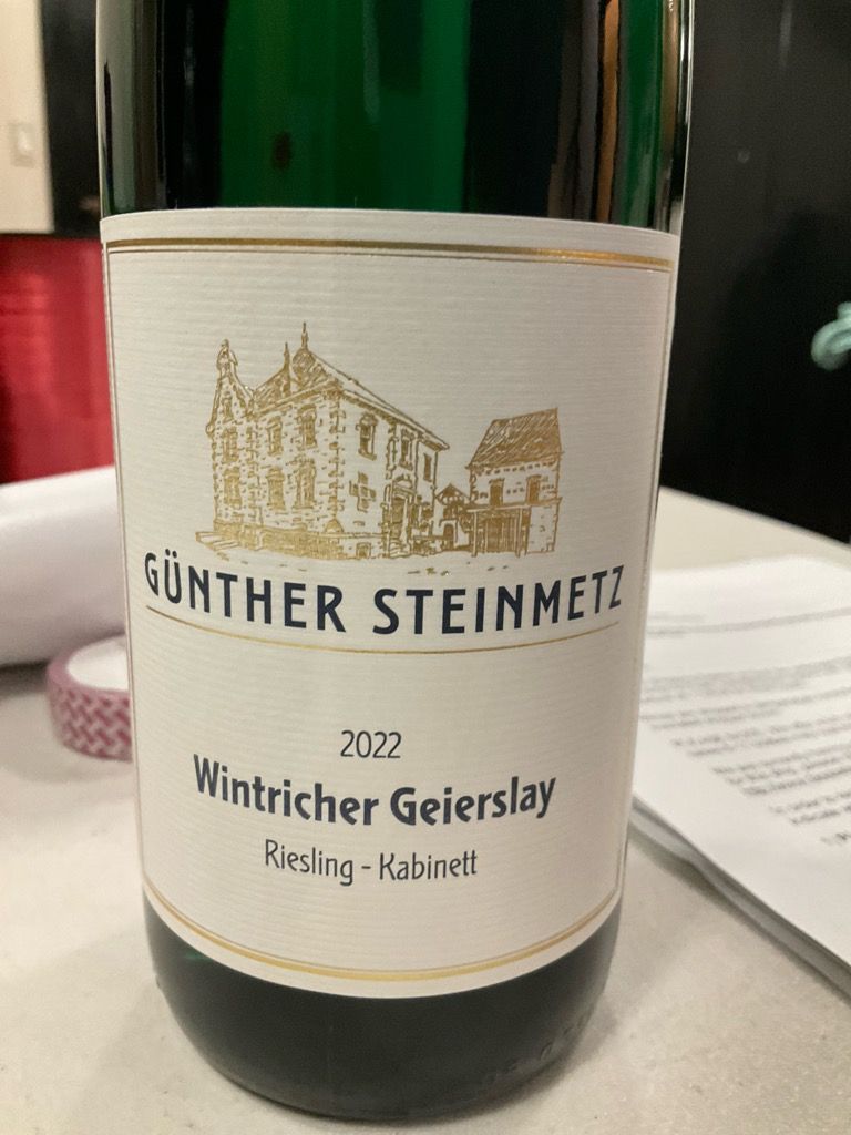 2023 Weingut Günther Steinmetz Wintricher Geierslay Riesling Kabinett ...