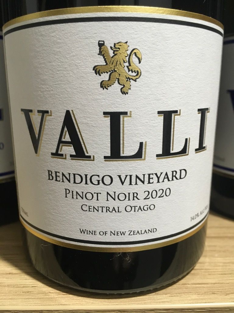 2020 Valli Pinot Noir Bendigo Vineyard, New Zealand, South Island ...