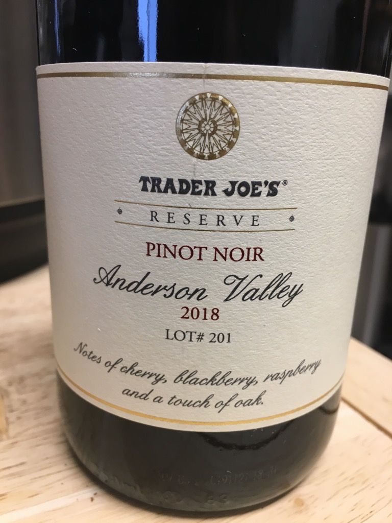2018 Trader Joe's Pinot Noir Reserve Lot #201, USA, California, North ...