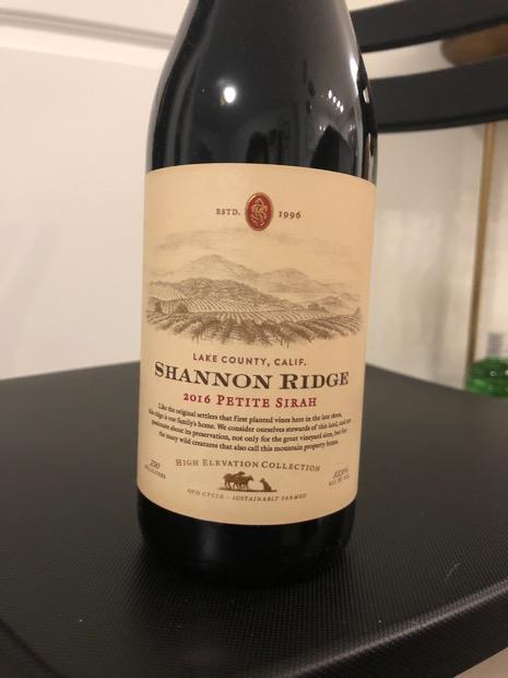 2016 Shannon Ridge Vineyard Petite Sirah High Elevation Collection, USA ...