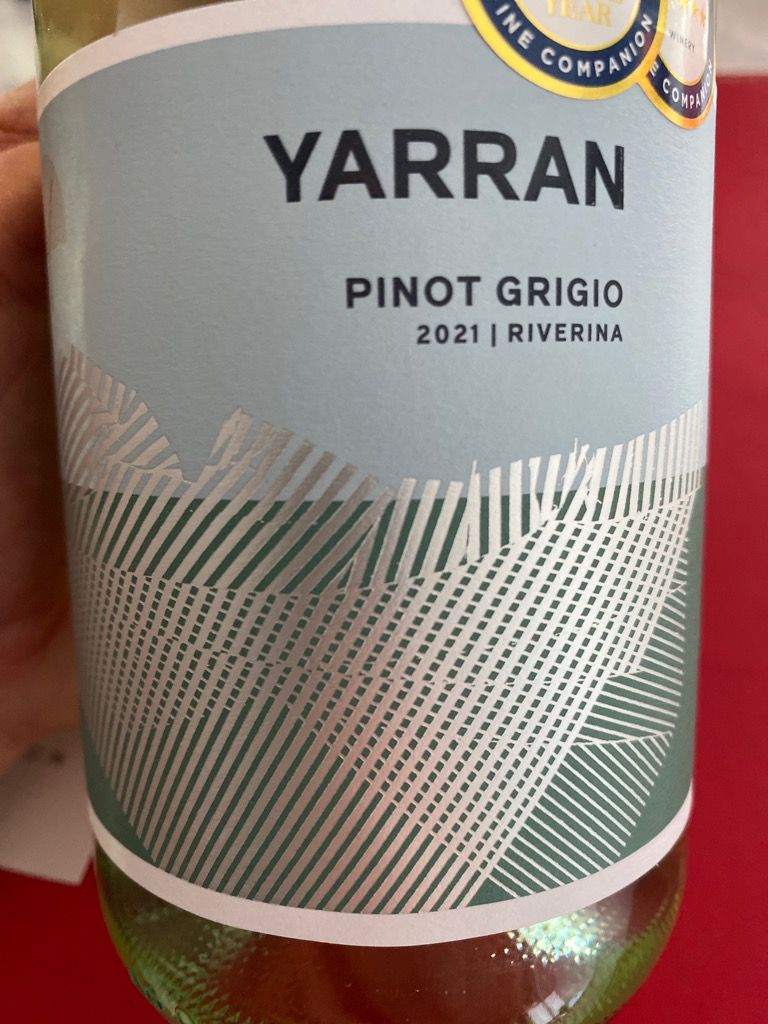 2023 Yarran Wines Pinot Grigio, Australia, New South Wales, Big Rivers ...