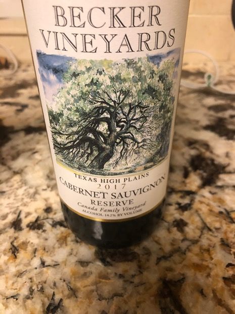 2017 Becker Vineyards Cabernet Sauvignon Reserve Canada Family Vineyard ...