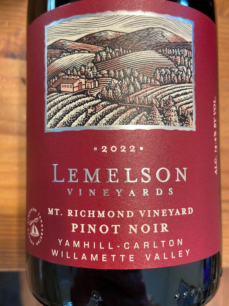2022 Lemelson Vineyards Pinot Noir Mt. Richmond, USA, Oregon ...