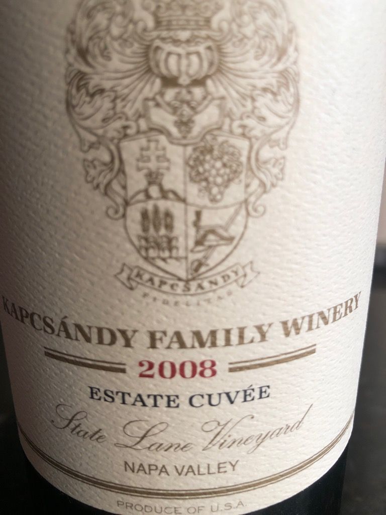 2008 Kapcsándy Family Winery Estate Cuvée State Lane Vineyard, USA ...