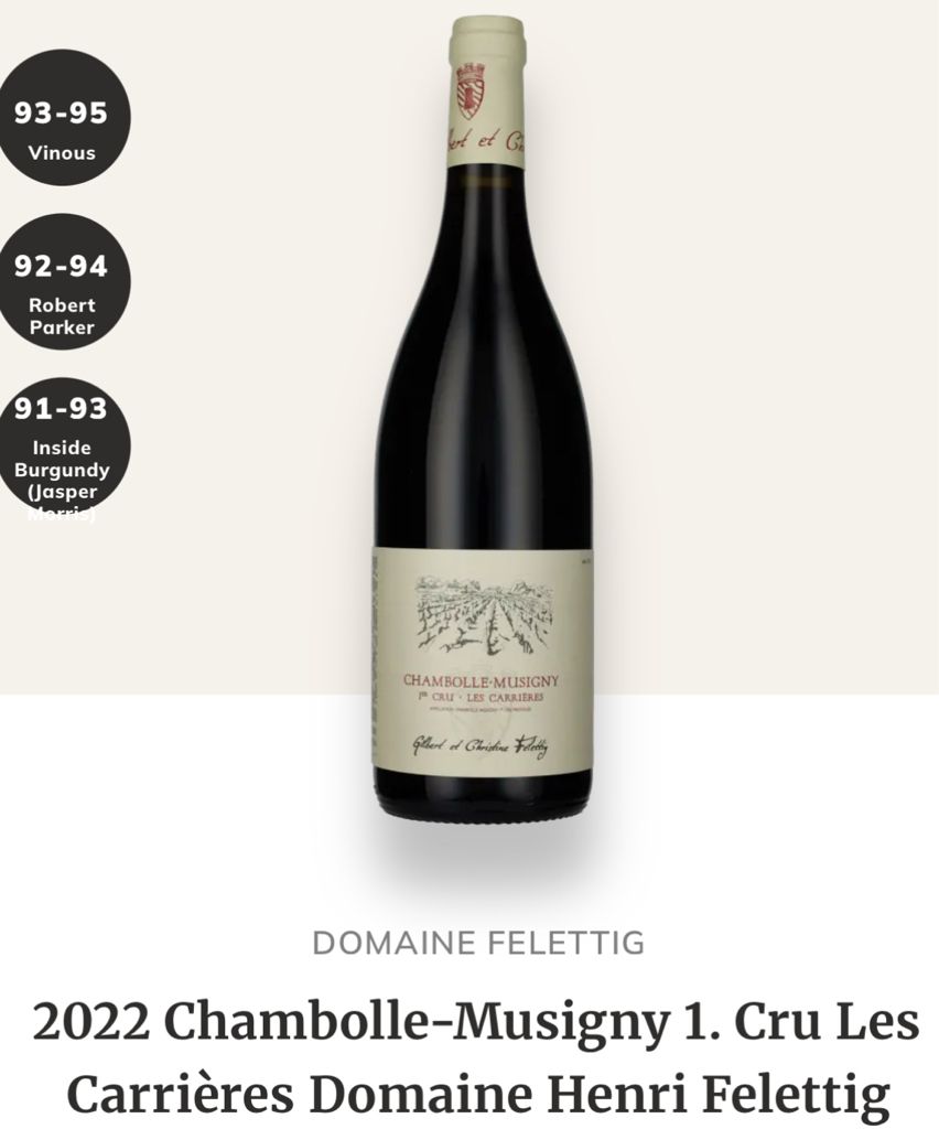 2022 Gilbert et Christine Felettig Chambolle-Musigny 1er Cru Les ...