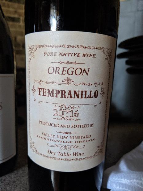 2019 Valley View Vineyard Tempranillo Pure Native Wine Valley View ...