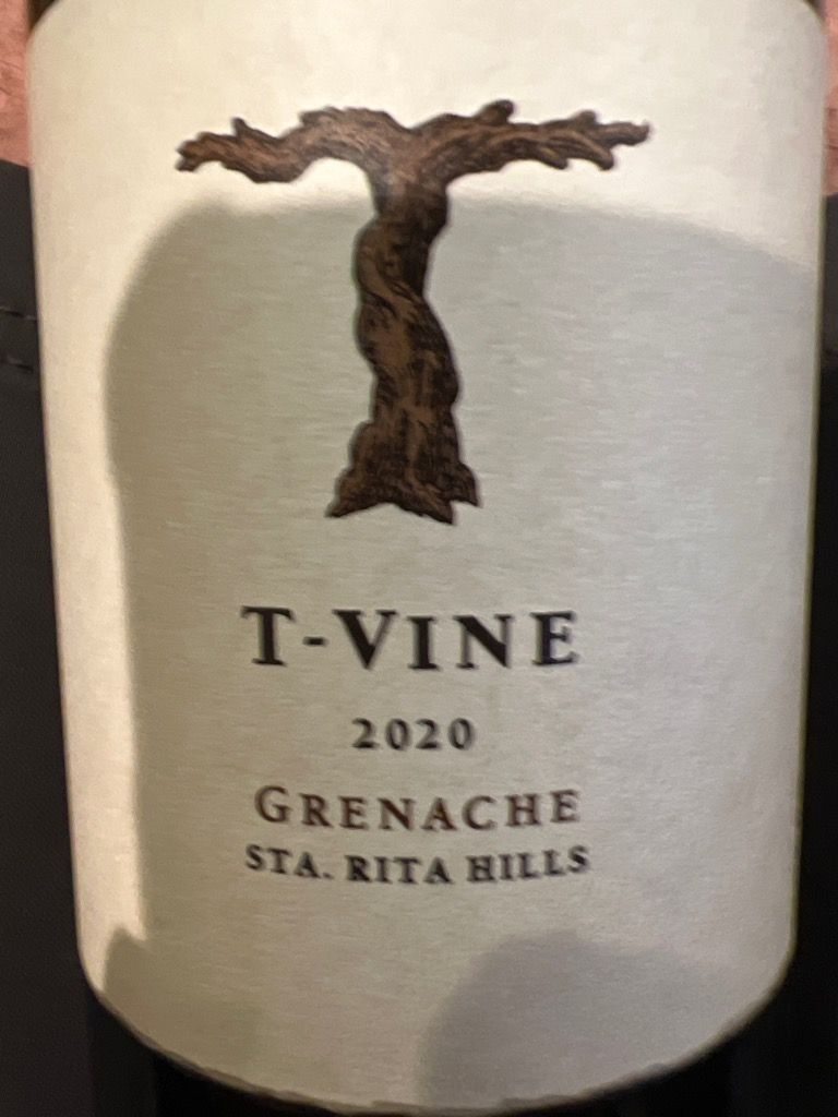 2020 T-Vine Cellars Grenache, USA, California, Central Coast, Sta. Rita ...