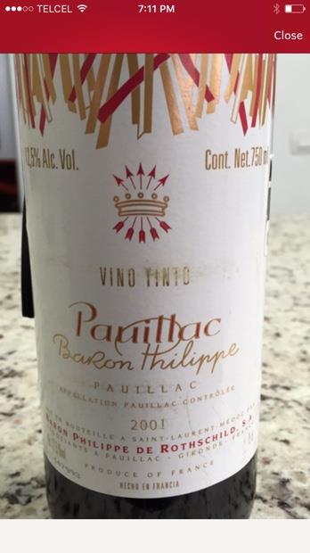2001 Baron Philippe de Rothschild Pauillac, France, Bordeaux, Médoc ...