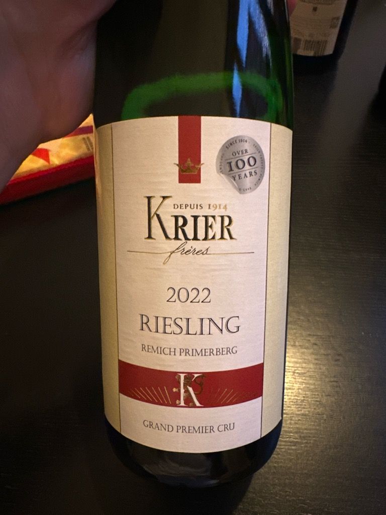 2022 Krier Frères Riesling Grand Premier Cru Suprême Remich Primerberg ...