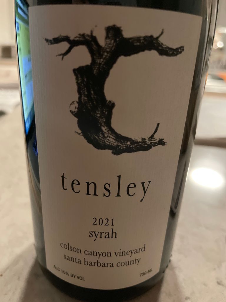 2021 Tensley Syrah Colson Canyon Vineyard, USA, California, Central ...