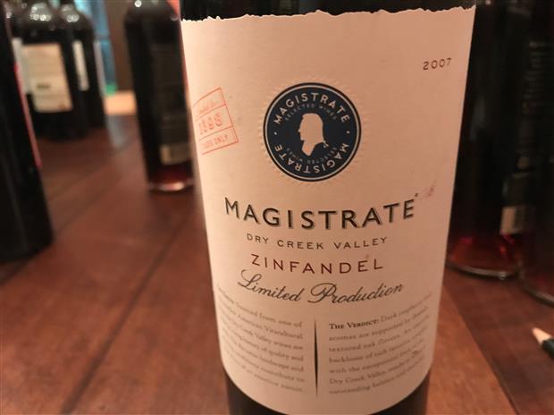 2007 Magistrate Vineyards Zinfandel, USA, California, Sonoma County ...
