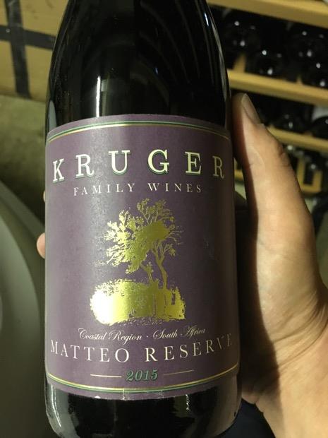 2015 Kruger Family Wines Matteo Reserve, South Africa, Coastal Region ...