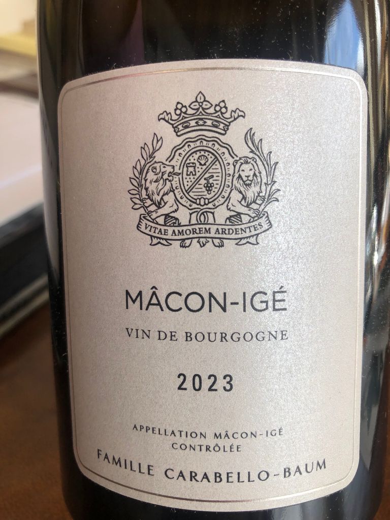 2023 Famille Carabello-Baum Mâcon-Igé, France, Burgundy, Mâconnais ...