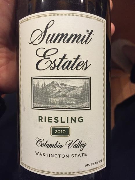 2012 Summit Estates Riesling, USA, Washington, Columbia Valley ...
