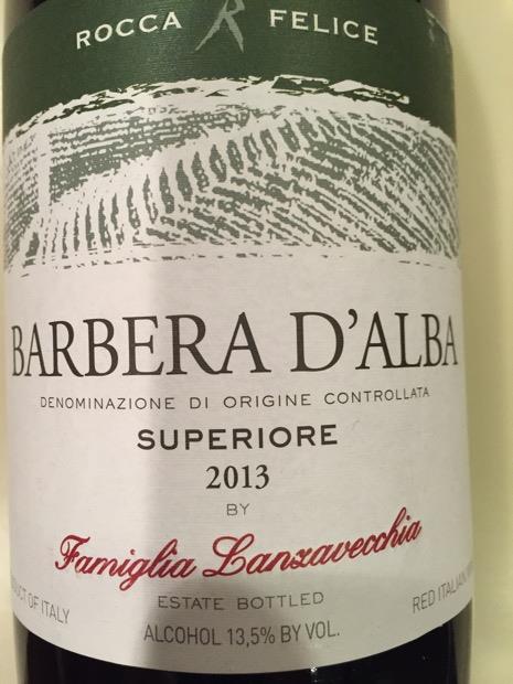 2013 Rocca Felice Barbera d'Alba Superiore Famiglia Lanzavecchia, Italy ...