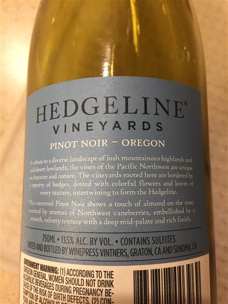 2017 Hedgeline Vineyards Pinot Noir, USA, Oregon - CellarTracker