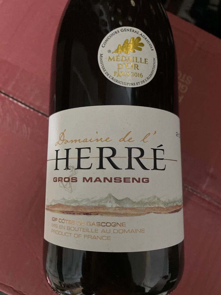 2015 Domaine de l'Herré Gros Manseng Côtes de Gascogne, France ...