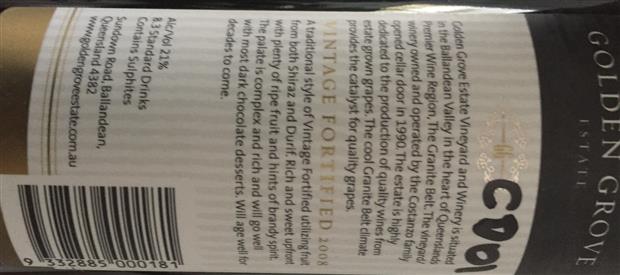 2013 Golden Grove Estate Vintage Port, Australia, Queensland, Granite ...