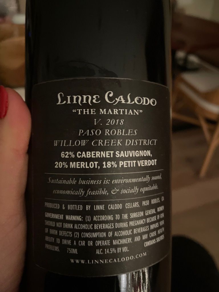 2018 Linne Calodo The Martian Paso Robles Willow Creek District, USA ...