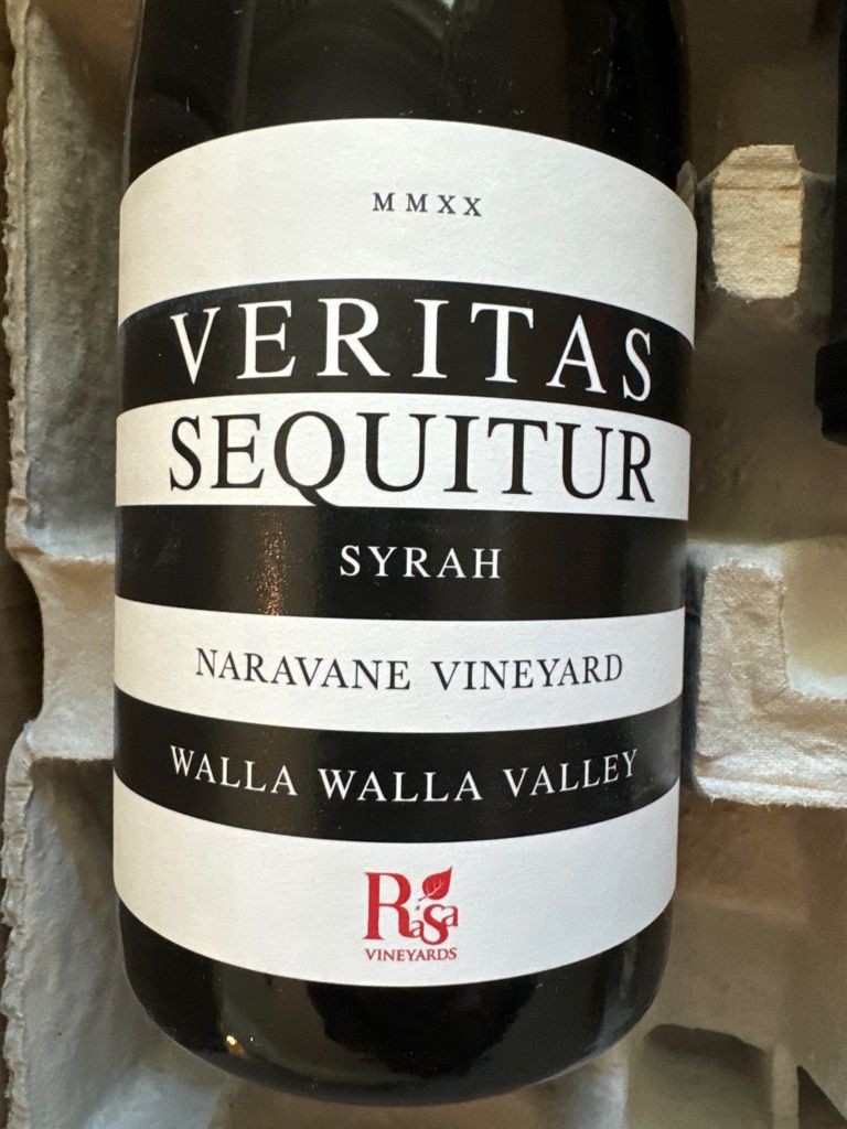 2020 Rasa Vineyards Syrah Veritas Sequitur Naravane Vineyard, USA ...