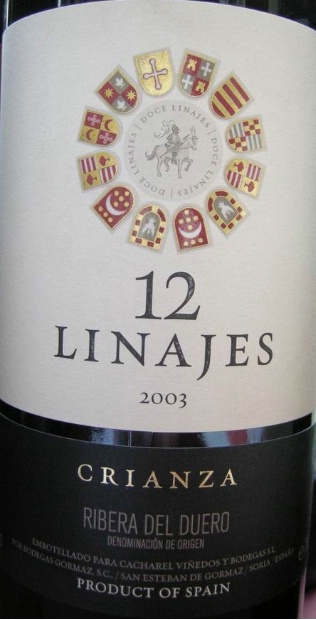 2003 Viña Gormaz Ribera del Duero 12 Linajes Crianza, Spain, Castilla y ...