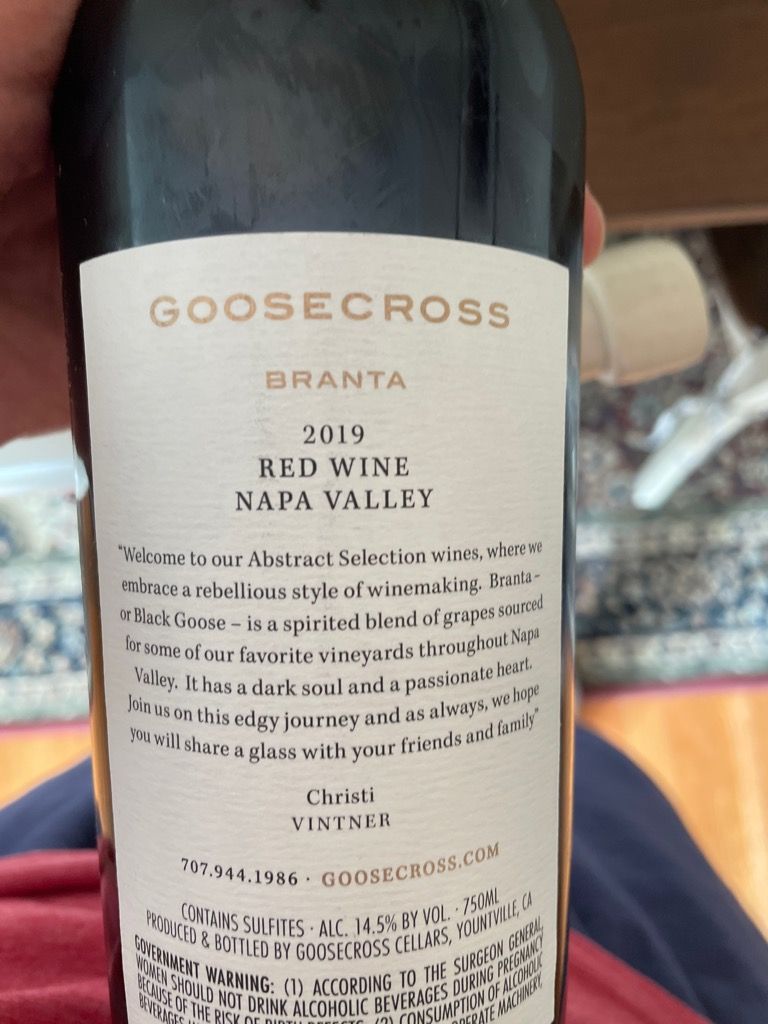 2019 Goosecross Cellars Branta, USA, California, Napa Valley ...