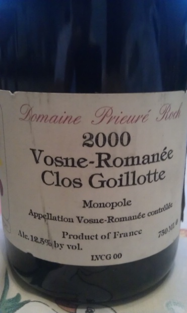 2000 Domaine Prieuré Roch Vosne-Romanée Le Clos Goillotte, France ...