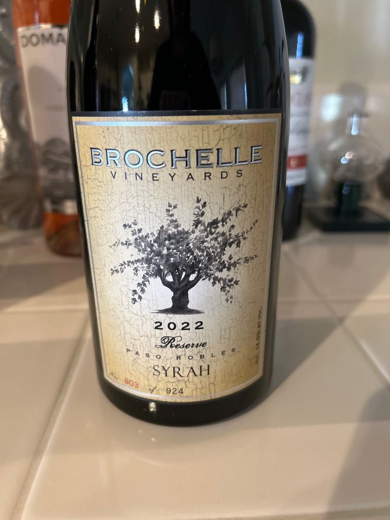 2022 Brochelle Vineyards Syrah Reserve, USA, California, Central Coast ...